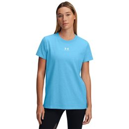 Under Armour - "Rival Core" T-Shirt f&uuml;r Damen, &Uuml;bergro&szlig;, kurz&auml;rmlig (Elysium Blau/Wei&szlig;)