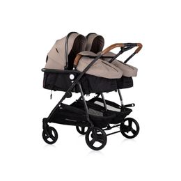 Chipolino Geschwisterkinderwagen Duo Smart klappbar umbaubar verstellbar Fu&szlig;sack braun schwarz