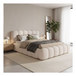 Juskys Polsterbett Catania - Bubble Design & gepolstert - 140 x 200 cm - Creme