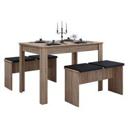 Vcm Essgruppe K&uuml;chentisch Set Tischgruppe Ma&szlig;e Tisch ca. H. 75 x B. 110 x T. 70 cm Mit zwei Sitzb&auml;nke Esstisch Set - Esal XL