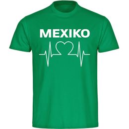multifanshop Herren T-Shirt - Mexiko - Herzschlag - Druck wei&szlig; - M&auml;nner