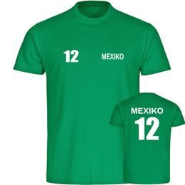 multifanshop Kinder T-Shirt - Mexiko - Trikot Nummer 12 - Druck wei&szlig; - Kind