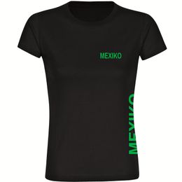 multifanshop Damen T-Shirt - Mexiko - Brust & Seite - Druck gr&uuml;n - Frauen