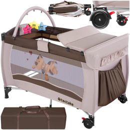 TecTake&reg; Kinder Reisebett, klappbar und h&ouml;henverstellbar, 2 Rollen mit Bremsen, inklusive Tragetasche, 132 x 75 x 104 cm