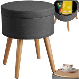 TecTake&reg; Sitzhocker mit Stauraum, rund, gepolstert, in Leinenoptik