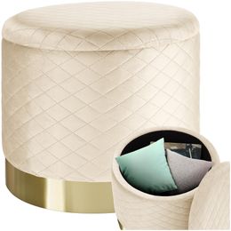 TecTake&reg; Sitzhocker mit Stauraum, rund, gepolstert, in Samtoptik mit Steppmuster