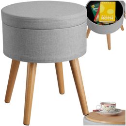 TecTake&reg; Sitzhocker mit Stauraum, rund, gepolstert, in Leinenoptik