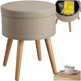 TecTake&reg; Sitzhocker mit Stauraum, rund, gepolstert, in Leinenoptik