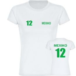 multifanshop Damen T-Shirt - Mexiko - Trikot Nummer 12 - Druck gr&uuml;n - Frauen