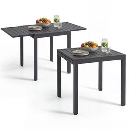 TecTake&reg; Aluminium-Gartentisch, f&uuml;r 4&ndash;6 Personen, ausziehbar, Lamellenoberfl&auml;che, 70&ndash;140 x 70 x 75 cm