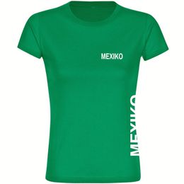 multifanshop Damen T-Shirt - Mexiko - Brust & Seite - Druck wei&szlig; - Frauen