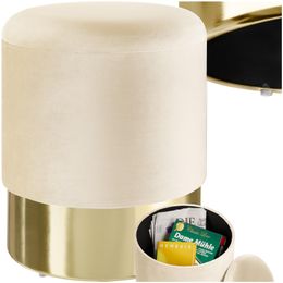 TecTake&reg; Sitzhocker mit Stauraum, rund, gepolstert, in Samtoptik