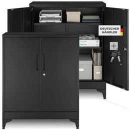 TecTake&reg; Aktenschrank, 80 x 40 x 100 cm, 2 verstellbare Zwischenb&ouml;den, pulverbeschichteter Stahl, Kippschutz, h&ouml;henverstellbare F&uuml;&szlig;e