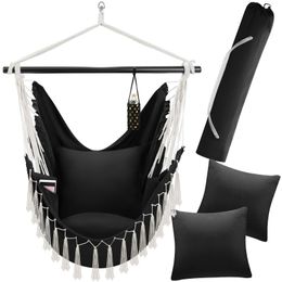 TecTake&reg; H&auml;ngesessel, extra dicke Sitz- und R&uuml;ckenkissen, Belastbarkeit 150 kg, inkl. Tragetasche, ca. 100 x 150 x 150 cm
