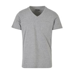 Kurzarmshirt DEF "DEF Herren T-Shirt", Jungen, Gr. 4XL, grau, 100% Baumwolle, unifarben, normal, V-Ausschnitt, Shirts