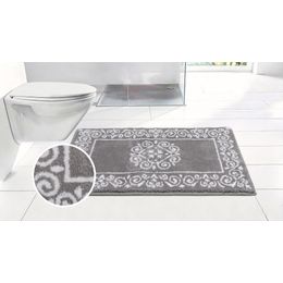 Badematte OTTO HOME "Dafna, Badteppich, Badvorleger, Badezimmer Teppich", grau, H:12mm, Polyester, Badematten, Badematte, Orient-Optik, Vintage Design