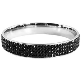 Adelia&acute;s Armreif ADELIA&acute;S "Armband &ndash; Armreif aus Edelstahl mit Zirkonia &Oslash; 6,8 cm cm", schwarz (silber), Armb&auml;nder, Damen, 6,8cm, Edelstahl, Armreif, Ideal als Geschenk &ndash; dezent und elegant