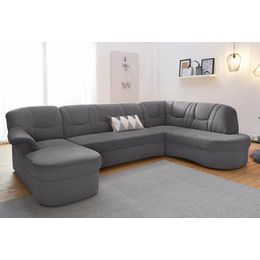 Wohnlandschaft DOMO collection "SARAFINA 295x83x180 cm, auch mit Federkern f&uuml;r mehr Sitzkomfort", braun (espresso), B:295cm H:83cm T:180cm, Luxus-Microfaser (92% Polyester, 8% Nylon);Microfaser PRIMABELLE (100% Polyester);Microfaser PRIMABELLE (100% Polyester) / Struktur (90% Polyester; 10% Polyacryl), Sofas, Wohnlandschaft, whlw. mit Bettfunktion, elegantes Design, U-Form