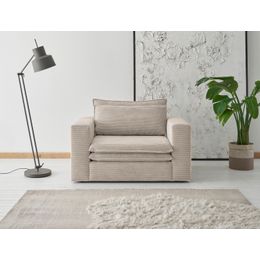 Loveseat Home Affaire "PIAGGE", beige (hellbeige), B:125cm H:83cm T:91cm, Sessel, Hochwertiger Cord, trendiger Loveseat
