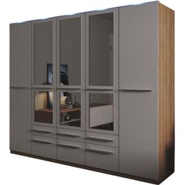 Kleiderschrank Priess "Schrank Garderobe W&auml;scheschrank Barcelona in 5 Breiten", wei&szlig; (eichefarben artisan, wei&szlig;), B:230cm H:193cm T:54cm, Holzwerkstoff, Schr&auml;nke, Kleiderschrank, viel Stauraum, ger&auml;umige Schubk&auml;sten, mit Spiegel, MADE IN GERMANY