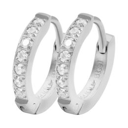 Adelia&acute;s Klappcreolen ADELIA&acute;S "Ohrringe &ndash; Klappcreole aus Edelstahl mit Strass Steinchen", Damen, Gr. Damen, Edelstahl, silber, Ohrringe Klappcreolen, Ideal zum Verschenken &ndash; schlicht und stilvoll