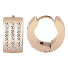 Adelia&acute;s Klappcreolen ADELIA&acute;S "Ohrringe &ndash; Klappcreole aus Edelstahl mit Strass Steinchen", Damen, Gr. Damen, Edelstahl, gold, Ohrringe Klappcreolen, Zum Verschenken an Menschen, die Ihnen am Herzen liegen