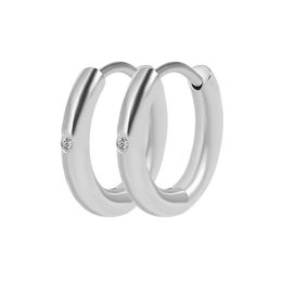 Adelia&acute;s Klappcreolen ADELIA&acute;S "Ohrringe &ndash; Klappcreole aus Edelstahl mit Strass Steinchen", Damen, Gr. Damen, Edelstahl, silber, Ohrringe Klappcreolen, Sch&ouml;ne Geschenkidee zum Geburtstag
