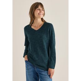 Strickpullover Cecil, Damen, Gr. M (40), pine gr&uuml;n heather melange, Web, 60% Baumwolle, 40% Polyester, unifarben, comfort fit normal, V-Ausschnitt, normaler Saum, Pullover Strickpullover, im Melange Look
