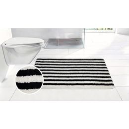 Badematte OTTO HOME "Streifen, Badvorleger, Badezimmer Teppich", schwarz, wei&szlig;, H:12mm, Polyester, Badematten, Badematte, Scandi, modern, gestreift, Badteppich, Badematten