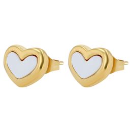 Adelia&acute;s Paar Ohrh&auml;nger ADELIA&acute;S "Ohrringe &ndash; Ohrstecker Herz aus Edelstahl mit Perlmutt", Damen, Gr. Damen, Edelstahl, gold, Ohrringe, Ein kleines Geschenk mit gro&szlig;er Wirkung