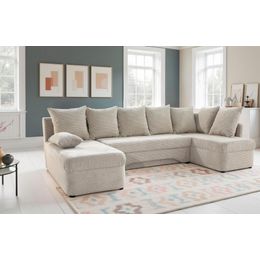 Jockenh&ouml;fer Wohnlandschaft JOCKENH&Ouml;FER GRUPPE "U-Form, B: 260 cm", beige (beige, grau 426, 17), B:260cm T:85cm, Korpus: 100% Polyester;Kissen: 100% Polyester, Sofas, Wohnlandschaft, mit Bettfunktion & Bettkasten