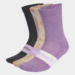 Wandersocken adidas Performance "TRX MT SCK 3PP", Damen, Gr. L (43/45), wonder taupe, grau six, powder plum, Obermaterial: 55% Baumwolle, 37% Polyester, 4% Elasthan, 4% Polyamid, Socken, f&uuml;r Erwachsene geeignet, im 3er-Pack