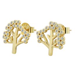 Adelia&acute;s Paar Ohrh&auml;nger ADELIA&acute;S "Ohrringe &ndash; Ohrstecker Lebensbaum aus 925 Silber", Damen, Gr. Damen, Silber 925 (Sterlingsilber), gold, Ohrringe, Ein Geschenk, das Freude macht