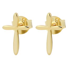 Adelia&acute;s Paar Ohrh&auml;nger ADELIA&acute;S "Ohrringe &ndash; Ohrstecker Kreuz aus 925 Silber", Damen, Gr. Damen, Silber 925 (Sterlingsilber), gold, Ohrringe, Ein kleines Geschenk mit gro&szlig;er Wirkung