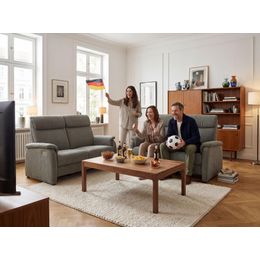 Polstergarnitur Home Affaire "Turin, 2,5- & 3-Sitzer mit elektrischer Relaxfunktion", sand, H:107cm T:97cm, Holzwerkstoff, Sitzm&ouml;bel-Sets, inkl. Tisch, USB & Steckdose, Federkern & pflegeleichtem Bezug