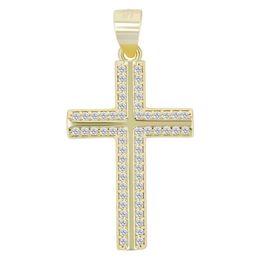 Adelia&acute;s Kettenanh&auml;nger ADELIA&acute;S "Anh&auml;nger &ndash; Kreuz Kreuzanh&auml;nger aus 925 Silber mit Zirkonia", gold, Schmuckanh&auml;nger, Damen, Silber 925 (Sterlingsilber), Kettenanh&auml;nger, Ein kleines Geschenk mit gro&szlig;er Wirkung