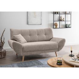 2-Sitzer Home Affaire "Basta komfortable Wellenunterfederung, Breite 174cm", taupe, B:174cm H:82cm T:87cm, 100% Polyester, Sofas