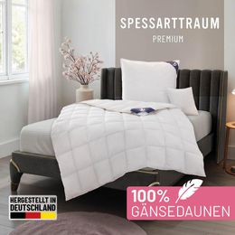 G&auml;nsedaunenbettdecke Spessarttraum "Premium****, hergestellt in Deutschland, Bettdecken f&uuml;r Sommer, Winter", wei&szlig;, B:155cm L:220cm, Bezug: 100% Baumwolle. F&uuml;llung: 100% G&auml;nsedaunen, Bettdecken, 4 W&auml;rmeklassen & 5 Gr&ouml;&szlig;en, Bestseller