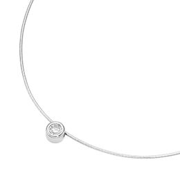 Kette mit Anh&auml;nger "Anh&auml;nger mit Zirkonia an Omegareif, Silber 925", wei&szlig;, Giorgio Martello MILANO, Halsketten, Damen, 43cm, Silber 925 (Sterlingsilber)