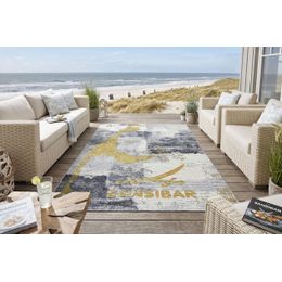 Teppich Sansibar "Rantum Beach SA-028", bunt (grau multi), B:300cm H:3mm L:400cm, Polypropylen, Teppiche, Teppich, Flachgewebe, modernes Design, Motiv Sylt, In- und Outdoor geeignet
