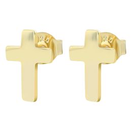Adelia&acute;s Paar Ohrh&auml;nger ADELIA&acute;S "Ohrringe &ndash; Ohrstecker Kreuz aus 925 Silber", Damen, Gr. Damen, Silber 925 (Sterlingsilber), gold, Ohrringe, Ideal als Geschenk zum einen besonderen Tag