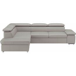 Sit & More Ecksofa SIT & MORE "Valantine L-Form, B: 272 cm", grau (light grau), B:272cm H:73cm T:226cm, NaturLEDER;Spannstoff, Sofas, Ecksofa, mit Arm- & Kopfteilverstellung, optional mit Bettfunktion