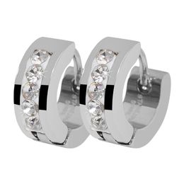 Adelia&acute;s Klappcreolen ADELIA&acute;S "Ohrringe &ndash; Klappcreole aus Edelstahl mit Strass Steinchen", Damen, Gr. Damen, Edelstahl, silber, Ohrringe Klappcreolen, Zum Verschenken &ndash; ideal zum Muttertag
