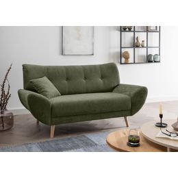 2-Sitzer Home Affaire "Basta komfortable Wellenunterfederung, Breite 174cm", gr&uuml;n, B:174cm H:82cm T:87cm, 100% Polyester, Sofas