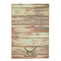 Teppich Sansibar "Rantum Beach SA-029", braun, B:130cm H:5mm L:190cm, Polypropylen, Teppiche, Teppich, Flachgewebe, modernes Design, Motiv Holzdielen, In- & Outdoor geeignet