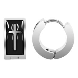 Adelia&acute;s Paar Creolen ADELIA&acute;S "Ohrringe &ndash; Creole Kreuz aus Edelstahl", Damen, Gr. Damen, Edelstahl, schwarz, Ohrringe, Perfekt als Geschenk zum einen besonderen Tag