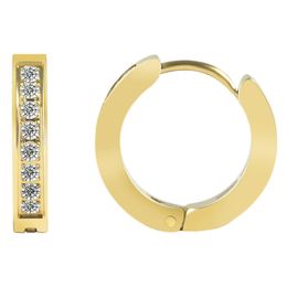 Adelia&acute;s Klappcreolen ADELIA&acute;S "Ohrringe &ndash; Klappcreole aus Edelstahl mit Strass Steinchen", Damen, Gr. Damen, Edelstahl, gold, Ohrringe Klappcreolen, Ein kleines Geschenk mit gro&szlig;er Wirkung