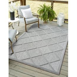 Outdoorteppich "Amara, LAGERR&Auml;UMUNG", grau, B:160cm H:8mm L:230cm, Polypropylen, MyFlair M&Ouml;BEL & ACCESSOIRES, Teppiche, Outdoorteppich, Uni Farben, Hoch-Tief Effekt, Outdoor geeignet, Balkon, Terrasse