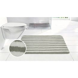 Badematte OTTO HOME "Streifen, Badvorleger, Badezimmer Teppich", salbei, wei&szlig;, H:12mm, Polyester, Badematten, Badematte, Scandi, modern, gestreift, Badteppich, Badematten