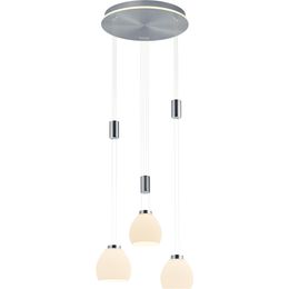 LED Pendelleuchte "SAM", nickelfarben matt, chromfarben abgesetzt, 4, &Oslash; 43cm, 1 Stk., HELL H&Ouml;LLISCH GUTES LICHT, Leuchten, B-Link Fernbedienung, H&ouml;henverstellbar, LED Pendelleuchte